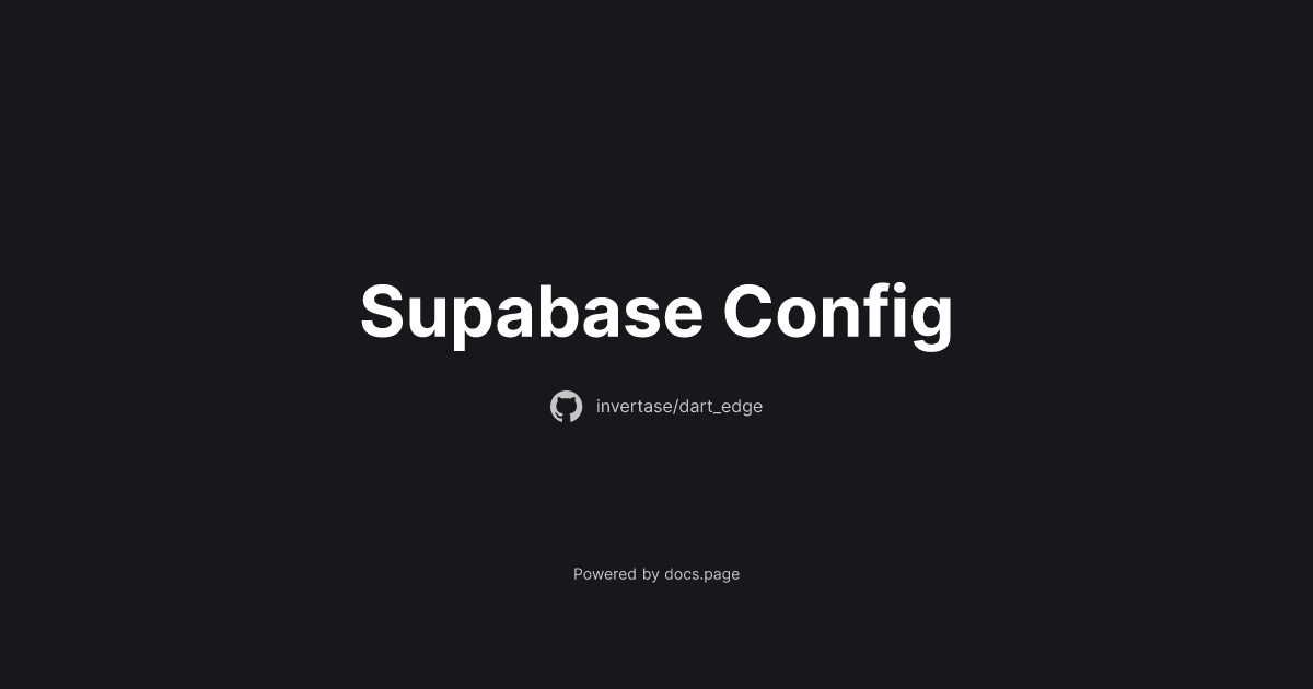 Supabase Config